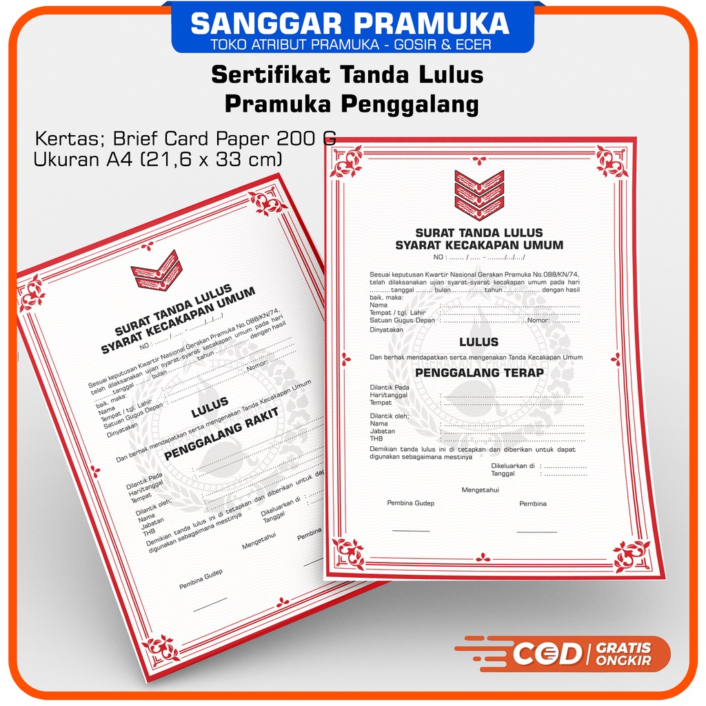 Jual Sertifikat TKU Penggalang / Tanda Lulus TKU Penggalang | Shopee ...