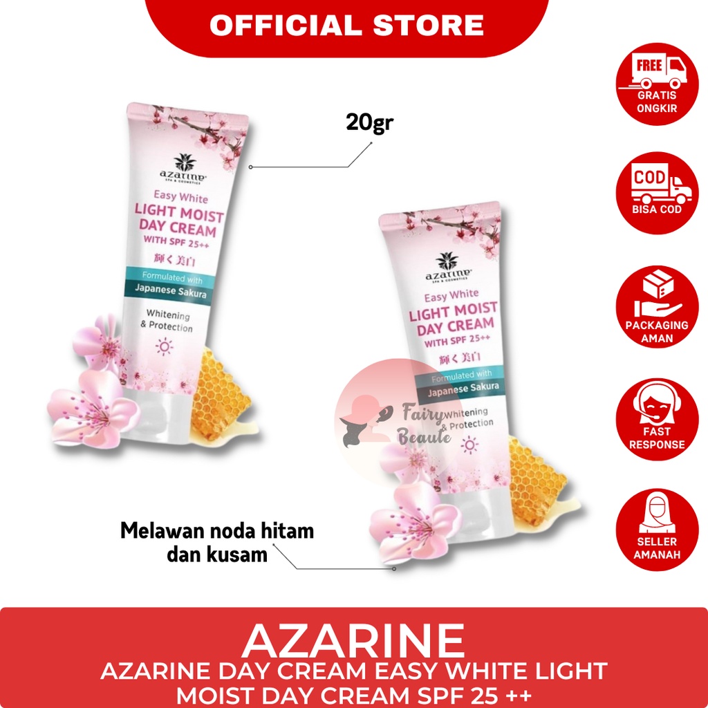 Jual AZARINE AZARIN Easy White Light Moist Day Cream Spf 25 ++ 20ml ...