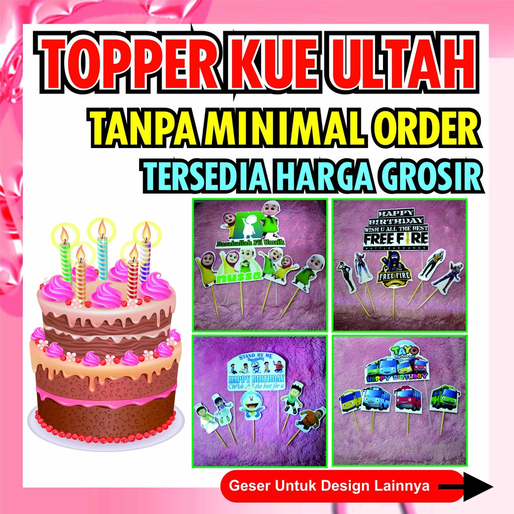 Jual Topper kue ulang tahun ultah TUSUKAN KUE ULTAH, HIASAN KUE ULANG ...