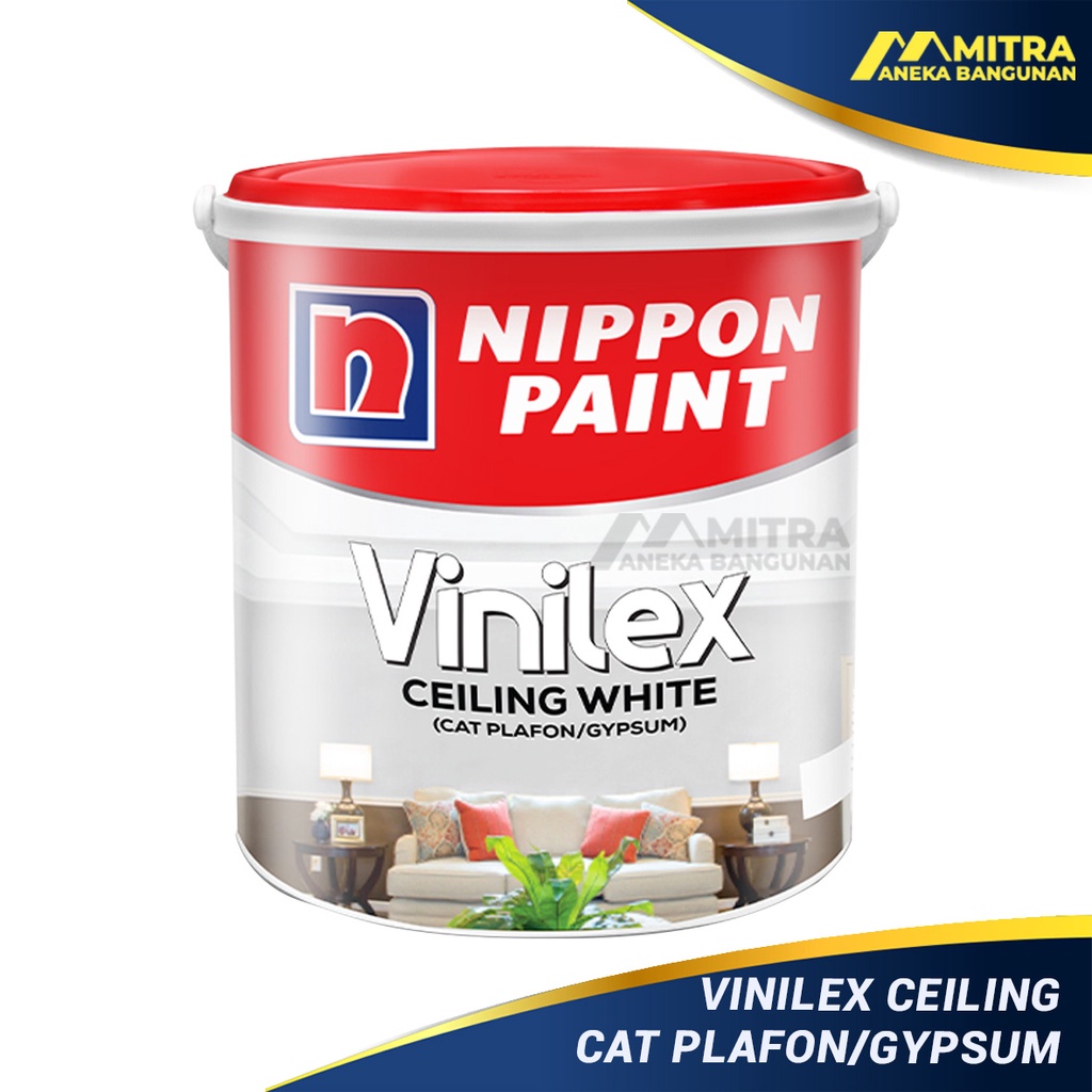 Jual VINILEX CEILING WHITE 5KG / CAT PLAFON / GYPSUM / WARNA PUTIH | Shopee Indonesia