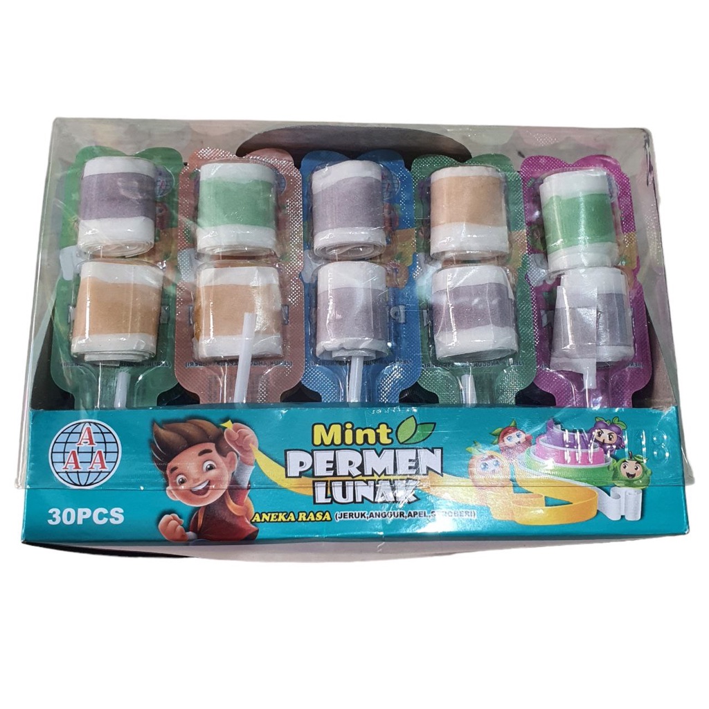 Jual 30 pcs permen rainbow roll candy 2 in 1 / permen lunak roll ...