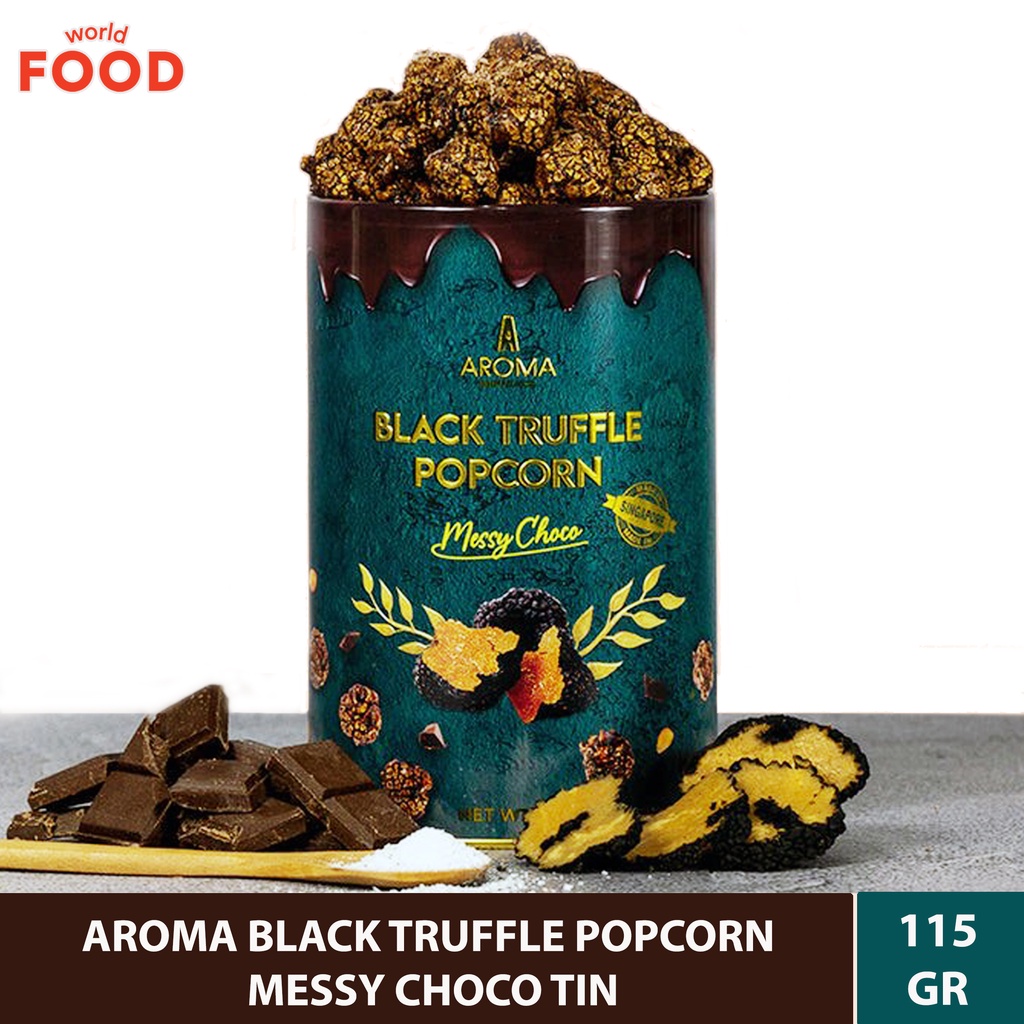 Jual AROMA BLACK TRUFFLE POPCORN MESSY CHOCO TIN 115GR | Shopee Indonesia