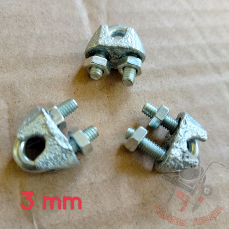 Jual Klem seling sling baja galvanis kuku macam / clip wire rope 3mm 3 ...