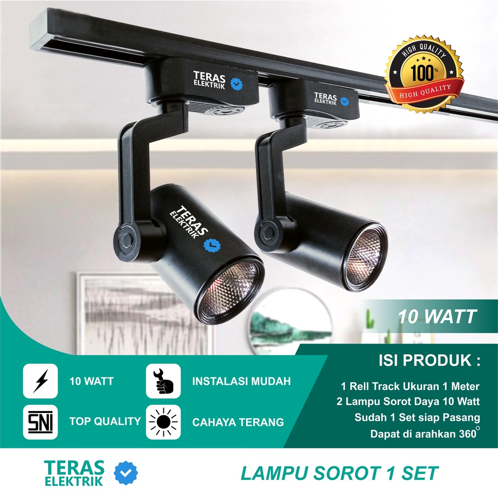 Jual lampu sorot track light 1 set isi 2 10w track light led 10 watt ...