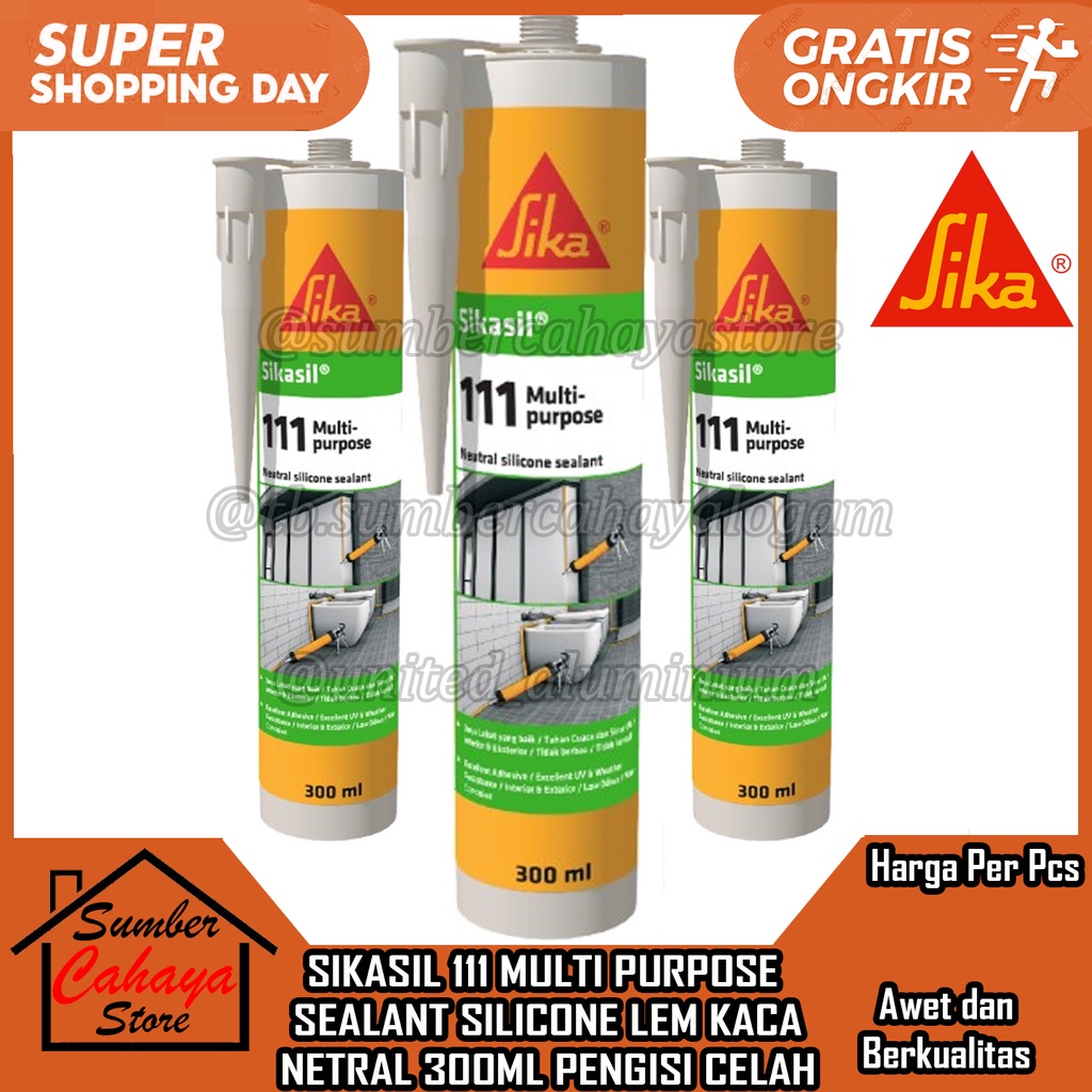 Jual Silicon Sealant Sika Grey Black White Clear Lem Silikon Sikasil neutral 300 ml 111 ...
