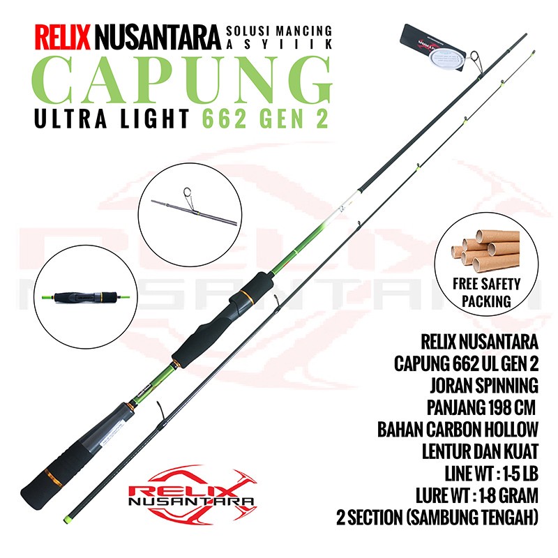 Jual Joran UL relix nusantara capung 662 dan 622 gen 2 gratis pack ...