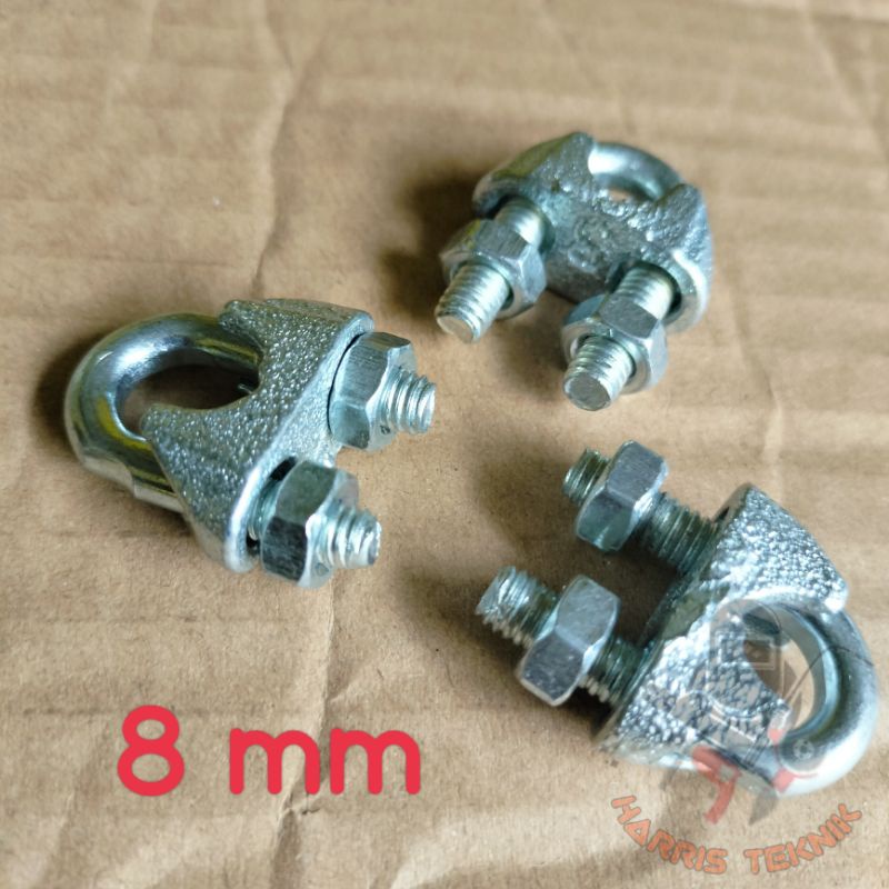 Jual Klem seling sling baja galvanis kuku macam / clip wire rope 8mm 8 ...