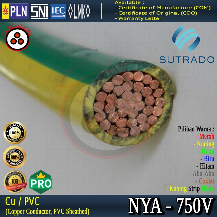 Jual Kabel NYA 1x50 mm2 SUTRADO /1 x 50 mm2/1x50mm2/1x50 mm2/1 x 50mm2 ...