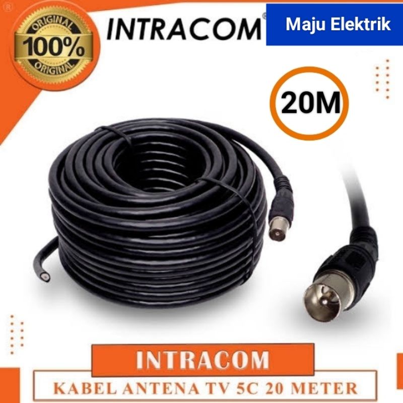 Jual Kabel Antena Intracom 20m TV Coaxial Cable + Plug 5C-2V-75 Ohm RG-6U | Shopee Indonesia