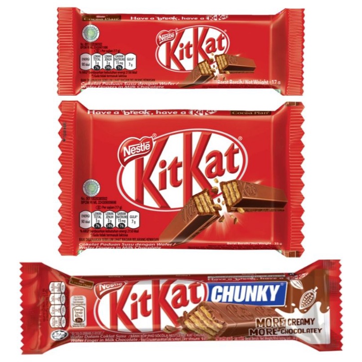 Jual KITKAT kit kat Original Chocolate 2F 4F chunky baru cokelat ...