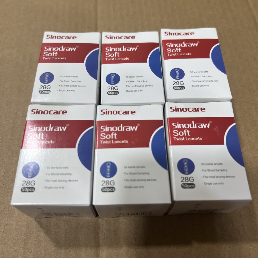 Jual SINOCARE LANCET 28G SINODRAW SOFT 50PCS / LANCET 28 G ISI 50 PCS ...