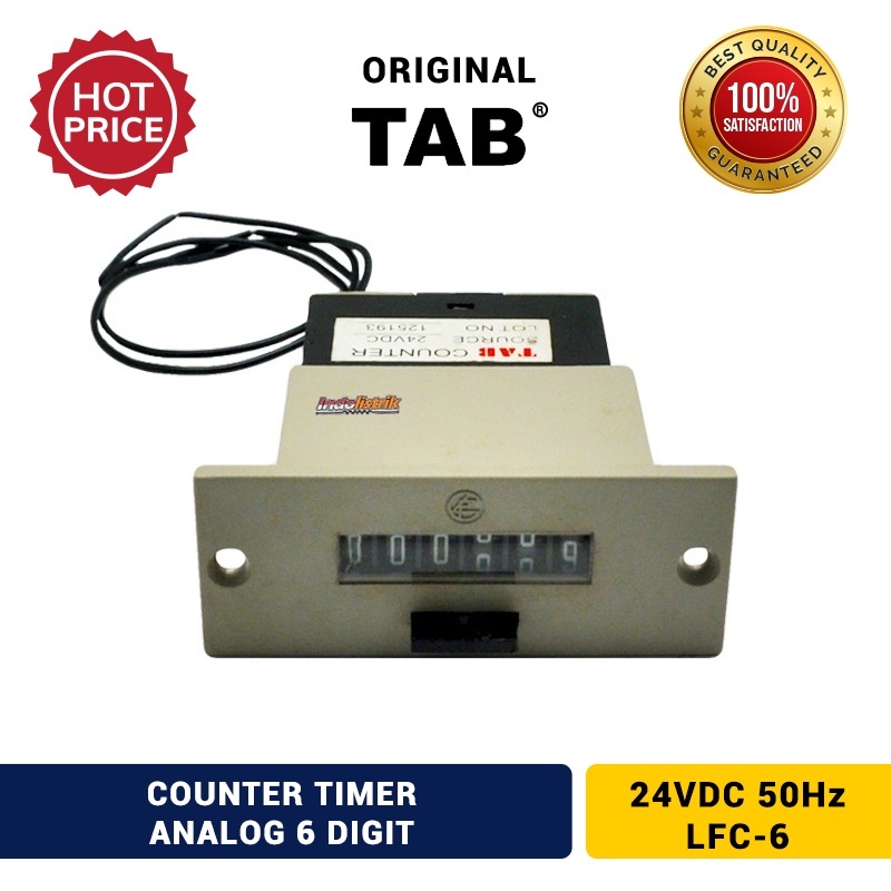 Jual Counter Timer Analog 6 digit dengan tombol reset 24VDC 50Hz LFC-6 ...
