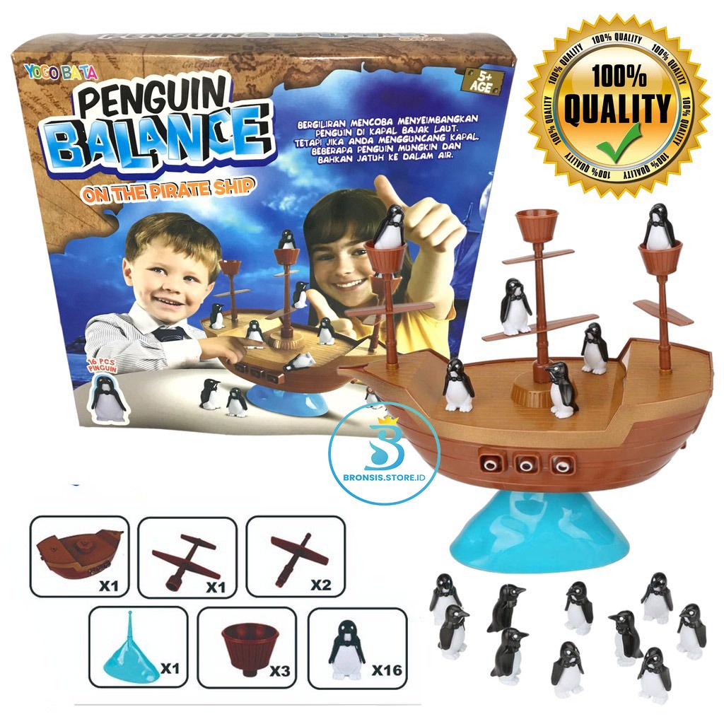 Jual Bronsis - Mainan Pinguin Balance Boat Pirates - Mainan Penguin ...