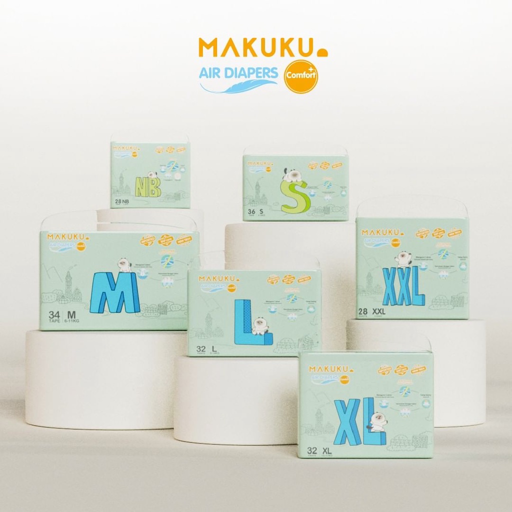 Jual MAKUKU Air Diapers Comfort+ S36 TAPE / M34 PANTS / L32 PANT / XL32 ...