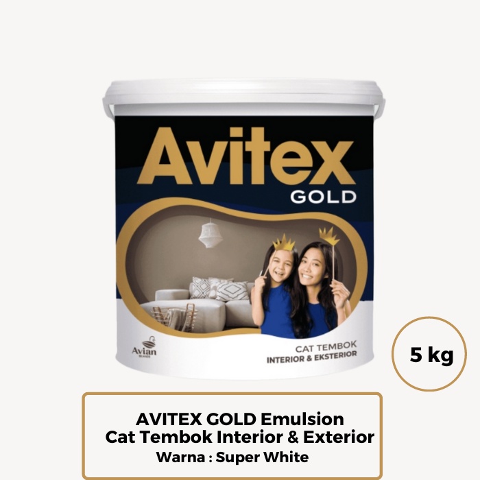 Jual CAT TEMBOK AVITEX GOLD - INTERIOR & EXTERIOR - SUPER WHITE - 5 KG ...