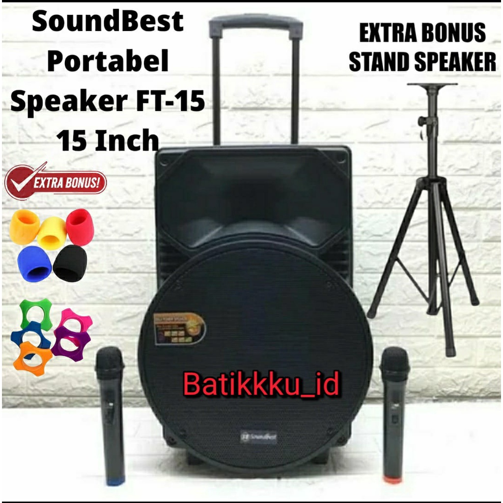 Jual Speaker Portable SOUNDBEST FT 15 FT15 ORIGINAL 15 INCH FREE 2 MIC ...