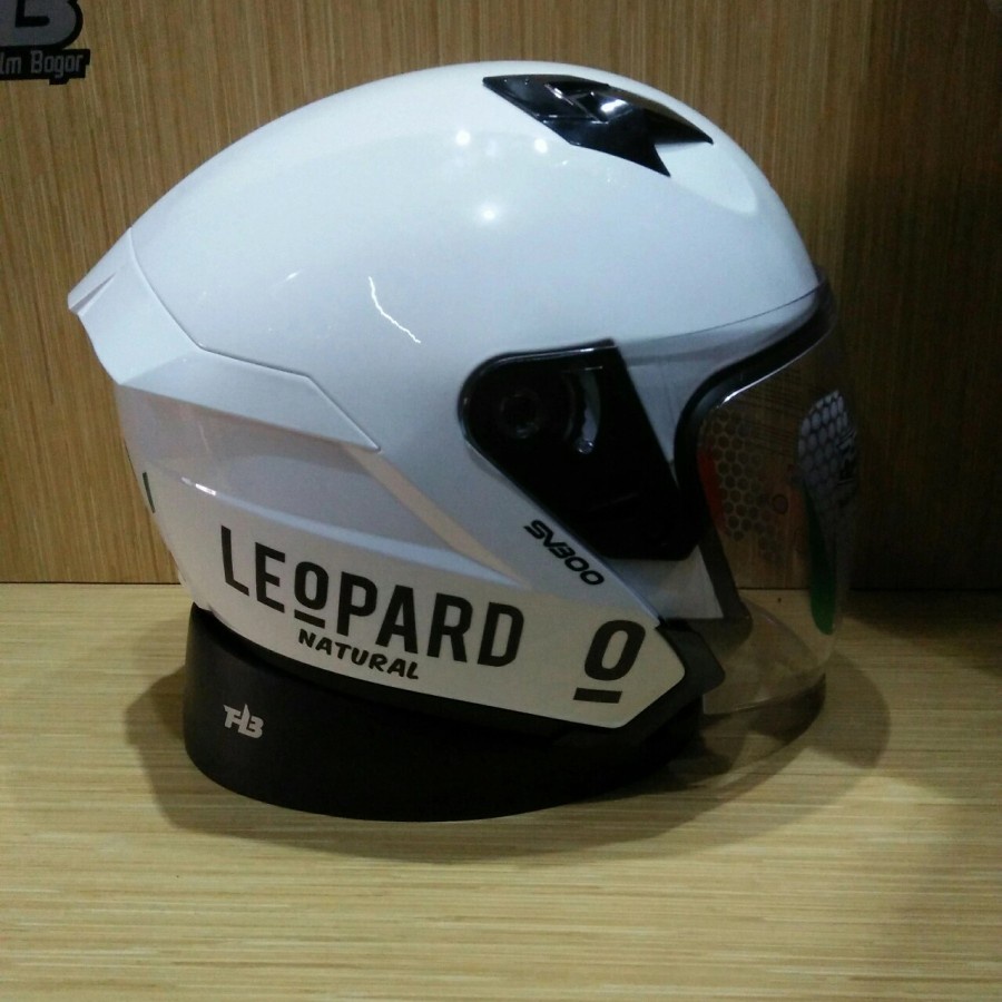 Jual HELM RSV SV300 SOLID WHITE CUSTOM STIKER LEOPARD BLACK / helm ...
