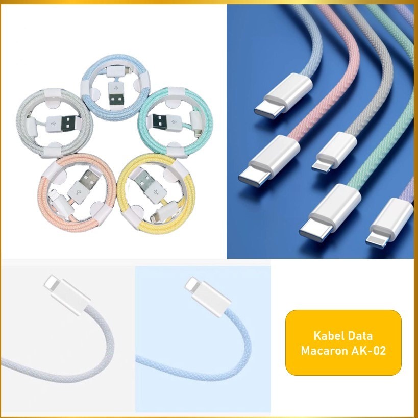Jual KABEL DATA MACARON AK-02 | MICRO |TYPE-C | LIGHTNING | Shopee ...