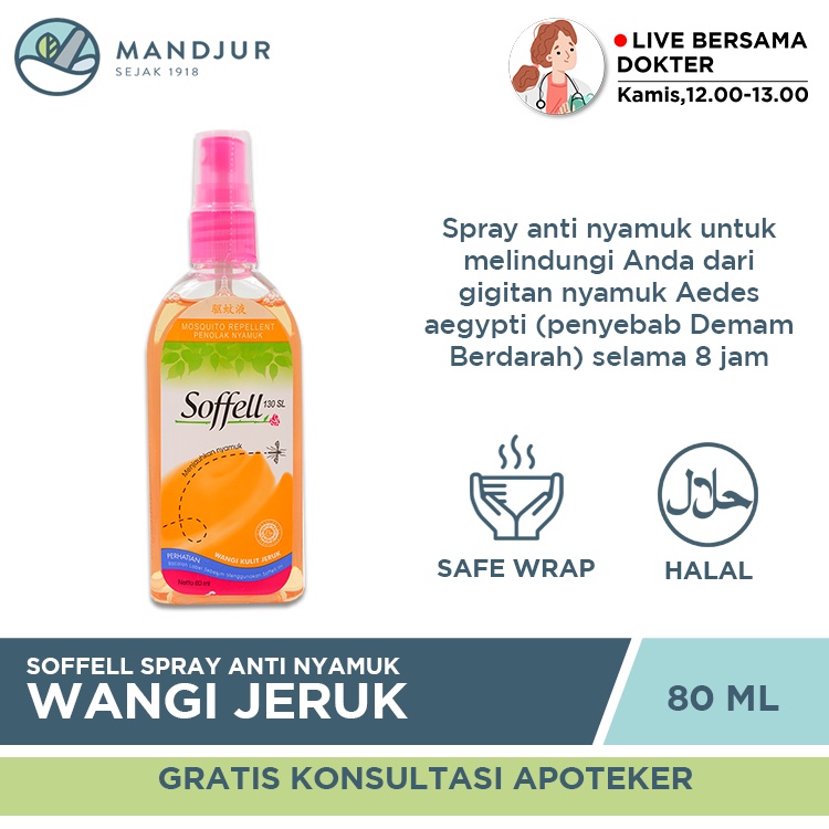 Jual Soffell Spray Wangi Kulit Jeruk 80 mL - Cairan Spray Anti Nyamuk ...