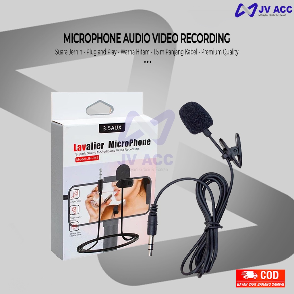 Jual LAVALIER MIC CLIP ON MICROPHONE AUDIO VIDEO RECORDING ALL TIPE HP ...