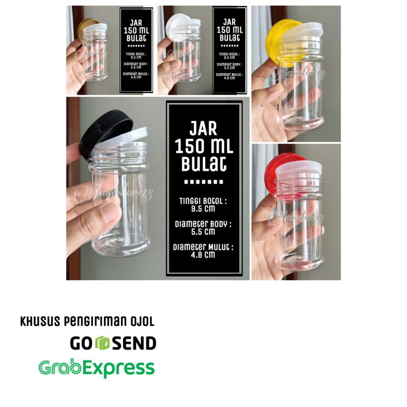 Jual botol jar 150ml botol sambal bulat - KHUSUS GOSEND GRAB- diameter ...