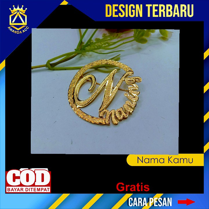 Jual Bros nama custom ,bros nama sendiri titanium lapis emas model ...