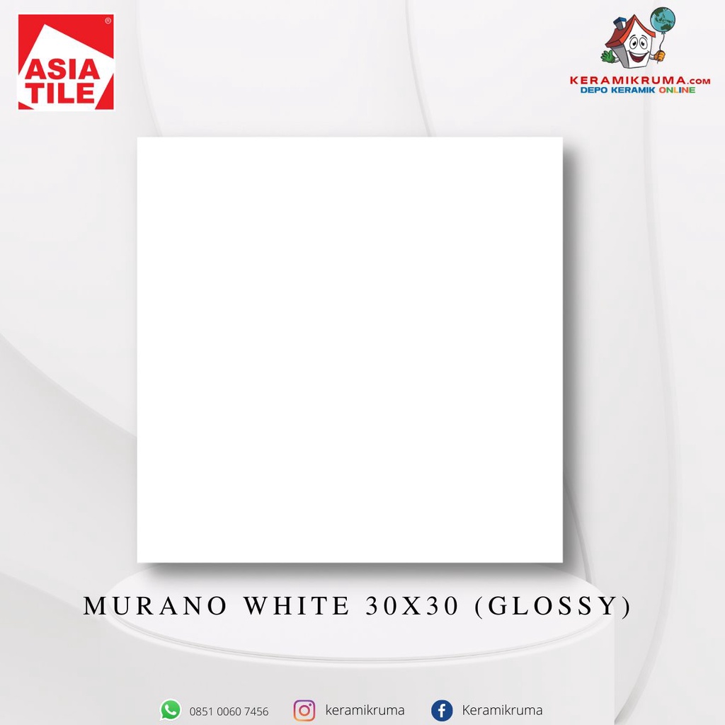 Jual Keramik Lantai Asia Tile 30x30 Murano White Glossy Flat Kilap ...