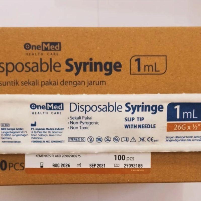 Jual Suntikan spoit 1cc 1ml onemed syringe disposable spuit pcs | Shopee Indonesia