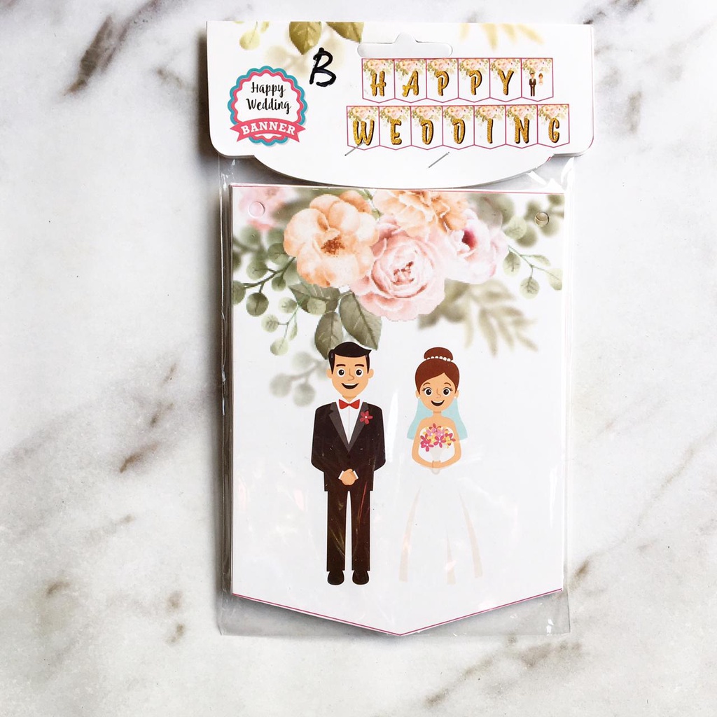Jual Bunting flag happy wedding banner happy wedding pernikahan married ...