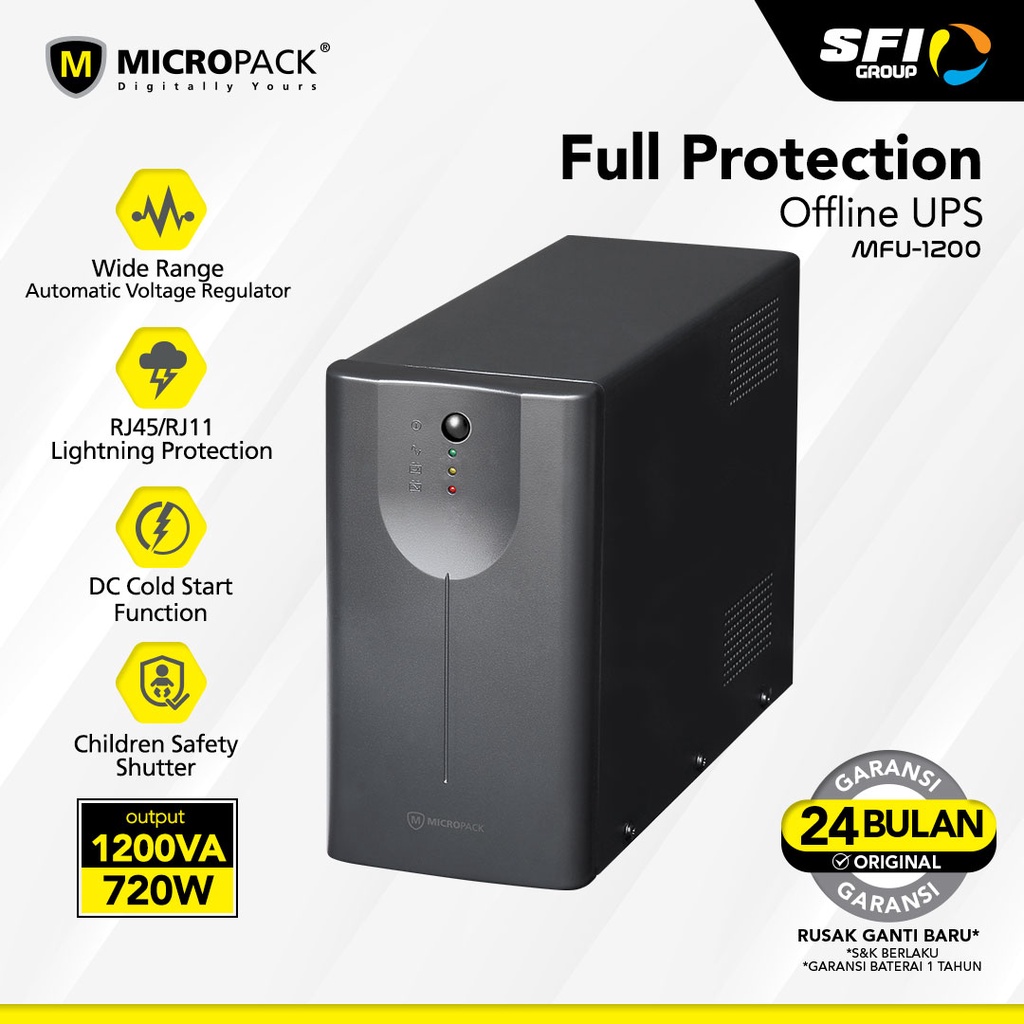 Jual UPS Micropack Premium Anti Petir 1200VA / 720W / Battery 7Ah - MFU ...
