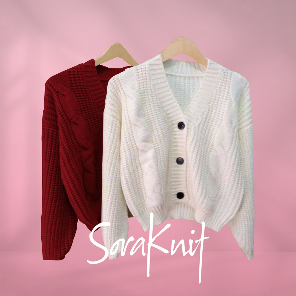 Jual Premium Cardigan Rajut Motif Cable Corak Kabel Semi Crop Knit Kardigan Krop Tebal | Shopee ...