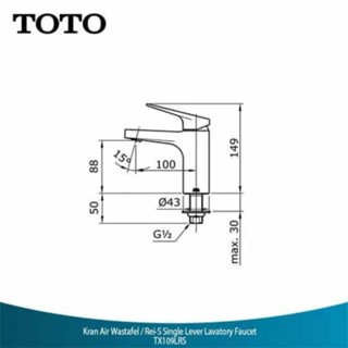 Jual TOTO TX115LRS Kran Air Panas Dingin Wastafel Single Lever Lavatory ...