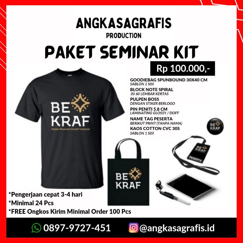Jual Paket Seminar Kit Goodiebag, Kaos 30s, Block note, Pulpen, Pin ...