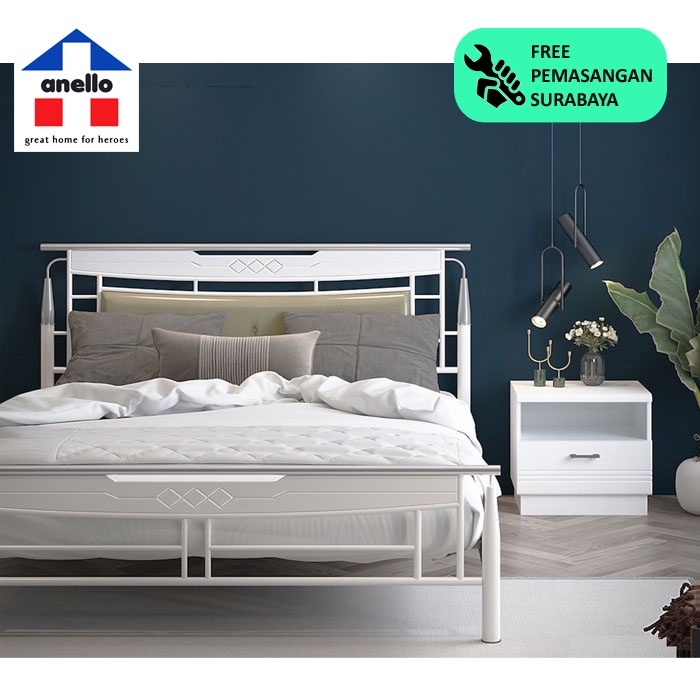 Jual RANJANG BESI DIPAN MINIMALIS MALDY WARNA PUTIH 120 140 160 ...