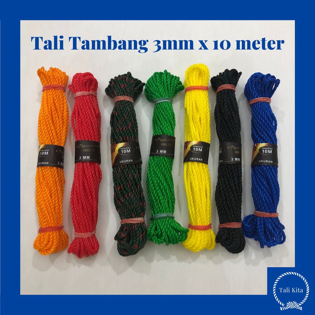 Jual Tali Tambang Plastik PE 3 mm 10 meter Panjang Kuat Kualitas Premium Alat Ikat Jemuran ...