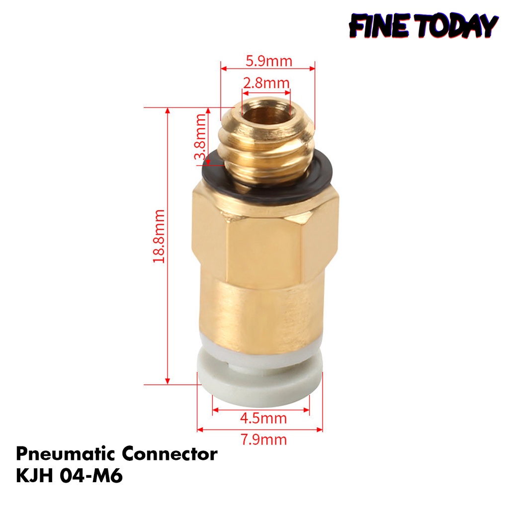 Jual KJH04-M6 Pneumatic Connector Push Fitting for 4mm PTFE Tube ...
