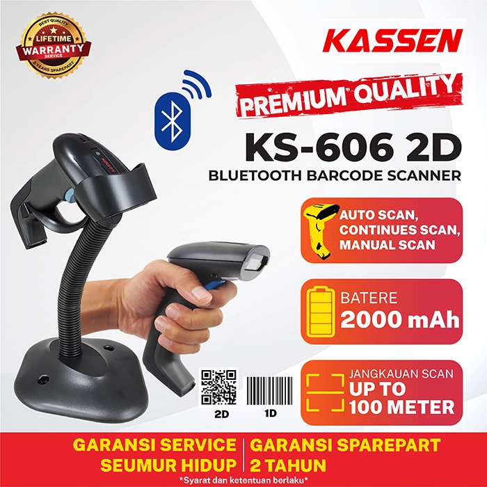 Jual BARCODE SCANNER KASSEN KS606 2D BLUETOOTH WIRED BARCODE SCANNER ...