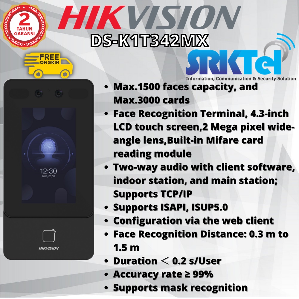 Jual Hikvision DS-K1T342MX Face Recognition Access Control Terminal Absensi | Shopee Indonesia