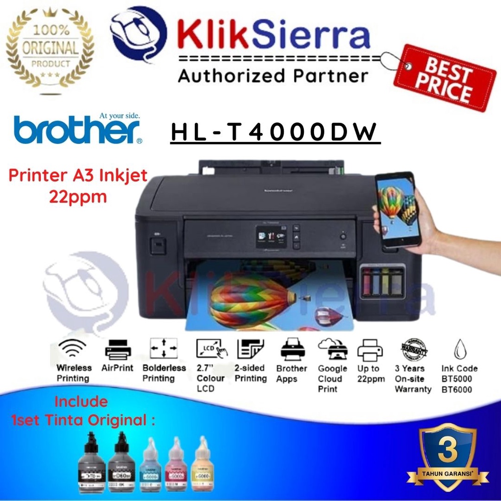 Jual BROTHER HL-T4000DW PrinterA3 Inkjet Inktank T4000 DW Duplex WiFi ...