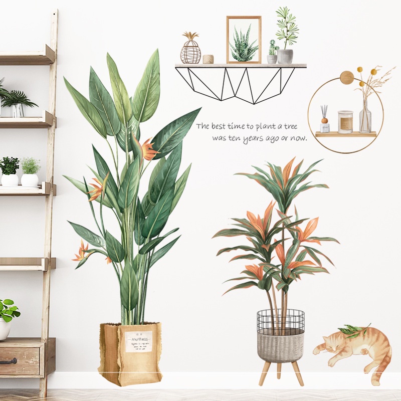 Jual WALLSTICKER WALL STICKER STIKER DINDING MINIMALIS DAUN POHON KAKTUS WALSTICKER PINTU ...
