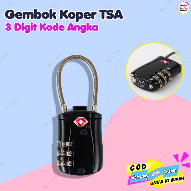 Jual Gembok Koper TSA 3 Digit Kode Angka 30 x 10 x 80 mm | Shopee Indonesia
