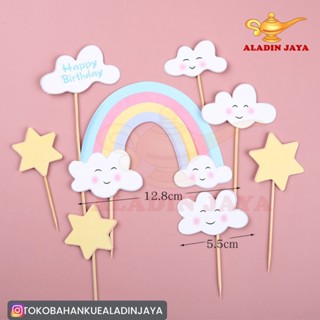 Jual Topper Happy Birthday Bentuk Awan dan Pelangi | Shopee Indonesia