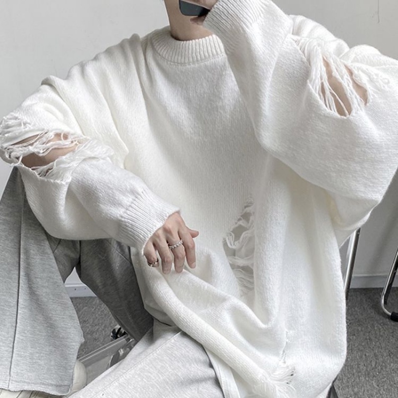 Jual Warna Solid Robek Sweater Pria dan Wanita Musim Gugur dan Musim ...