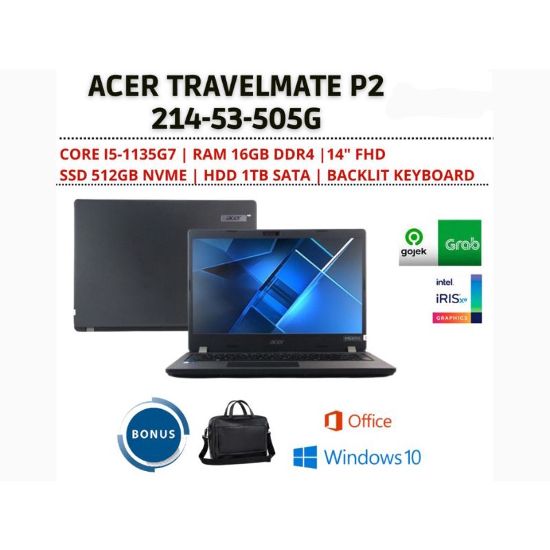 Jual Laptop Acer Travelmate P214 Core i5 1135G7 Ram 16GB 512SSD + 1TB ...