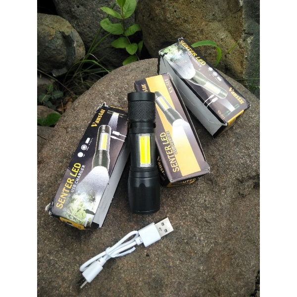 Jual Senter Mini XPE COB LED Zoom Super Terang Swat Police Light Rechargeable / Lampu ...