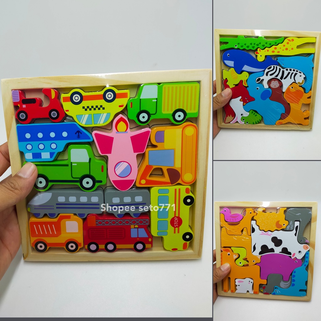 Jual Puzzle Kayu Tebal Puzle 3D Wood Puzel Tiga Dimensi Dino Hewan ...