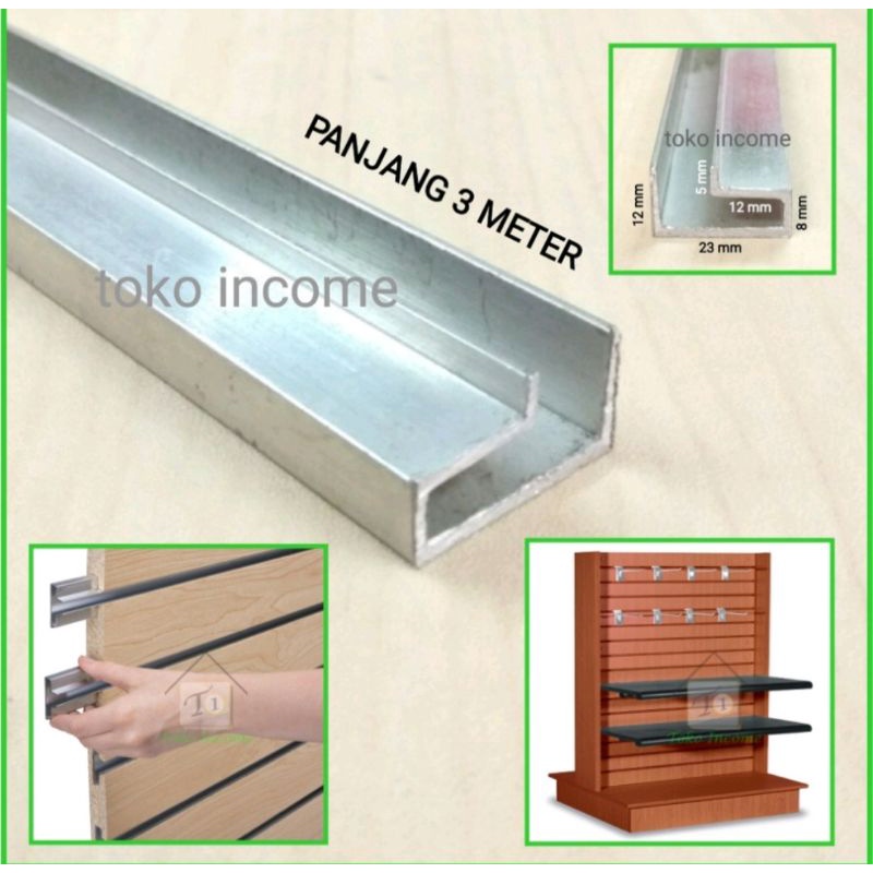 Jual Rel Slide Wall List Tanam Ambalan Rak Hook Sliding SlatWall ...