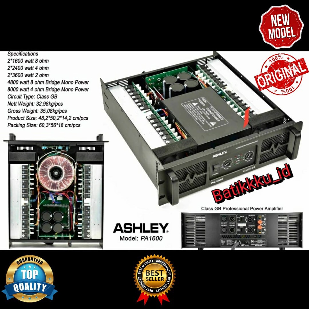 Jual Power ASHLEY PA 1600 PA1600 ORIGINAL 2CH CLASS GB 3600 WATT AMPLIFIER | Shopee Indonesia