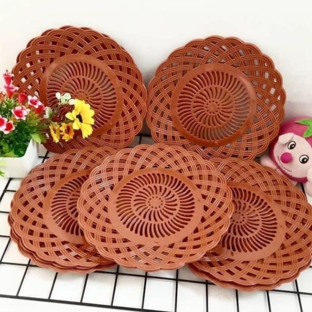 Jual IMB -H110- Piring Rotan Plastik Tebal - Piring Plastik Motif Anyam ...