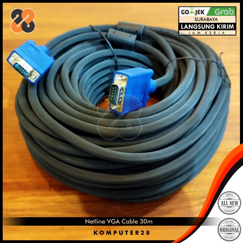 Jual Netline High Quality VGA Cable Male to Male 30M - Kabel VGA 30 Meter | Shopee Indonesia